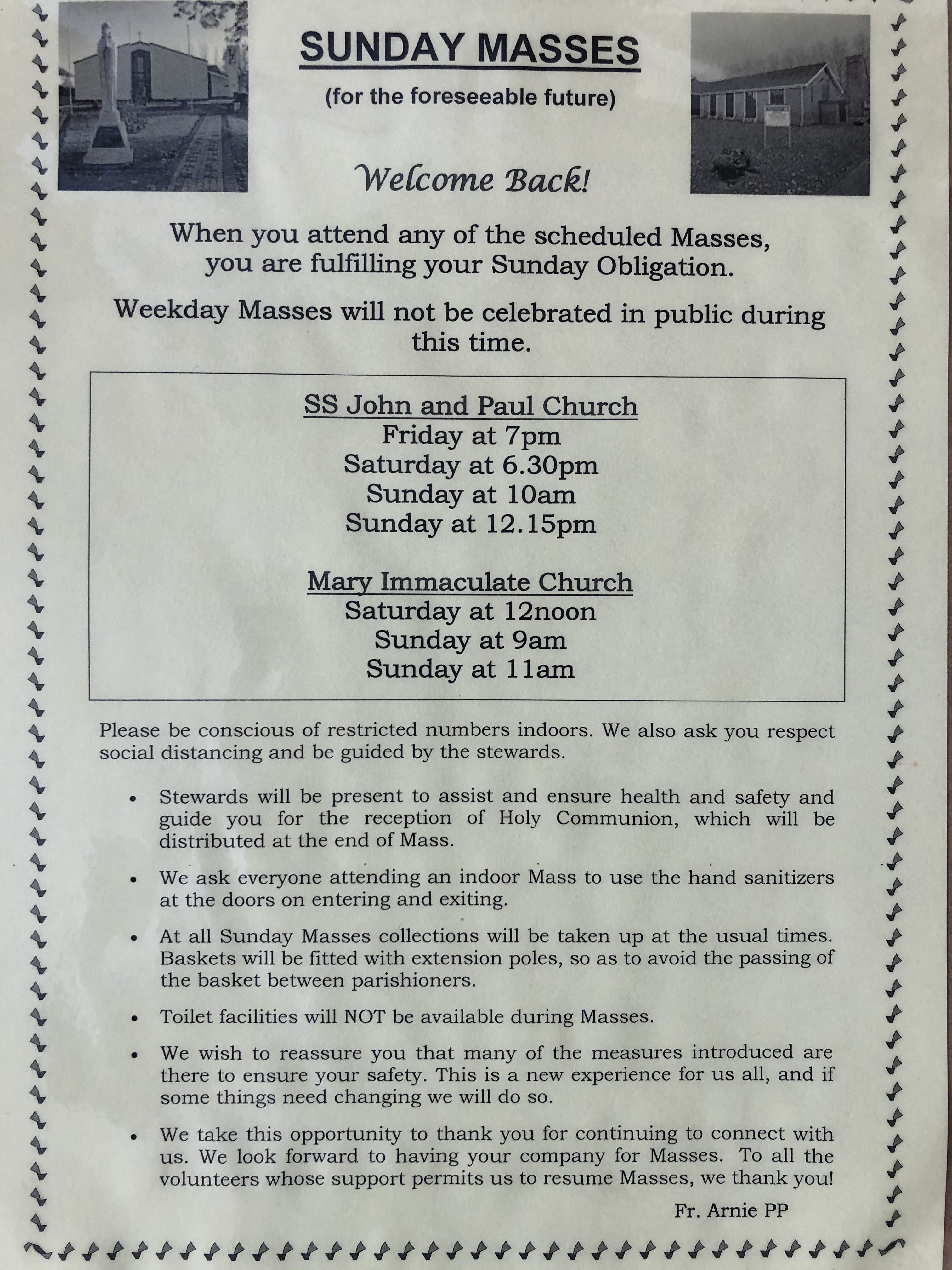 Sunday Mass Schedule - St Senan's Parish, Shannon